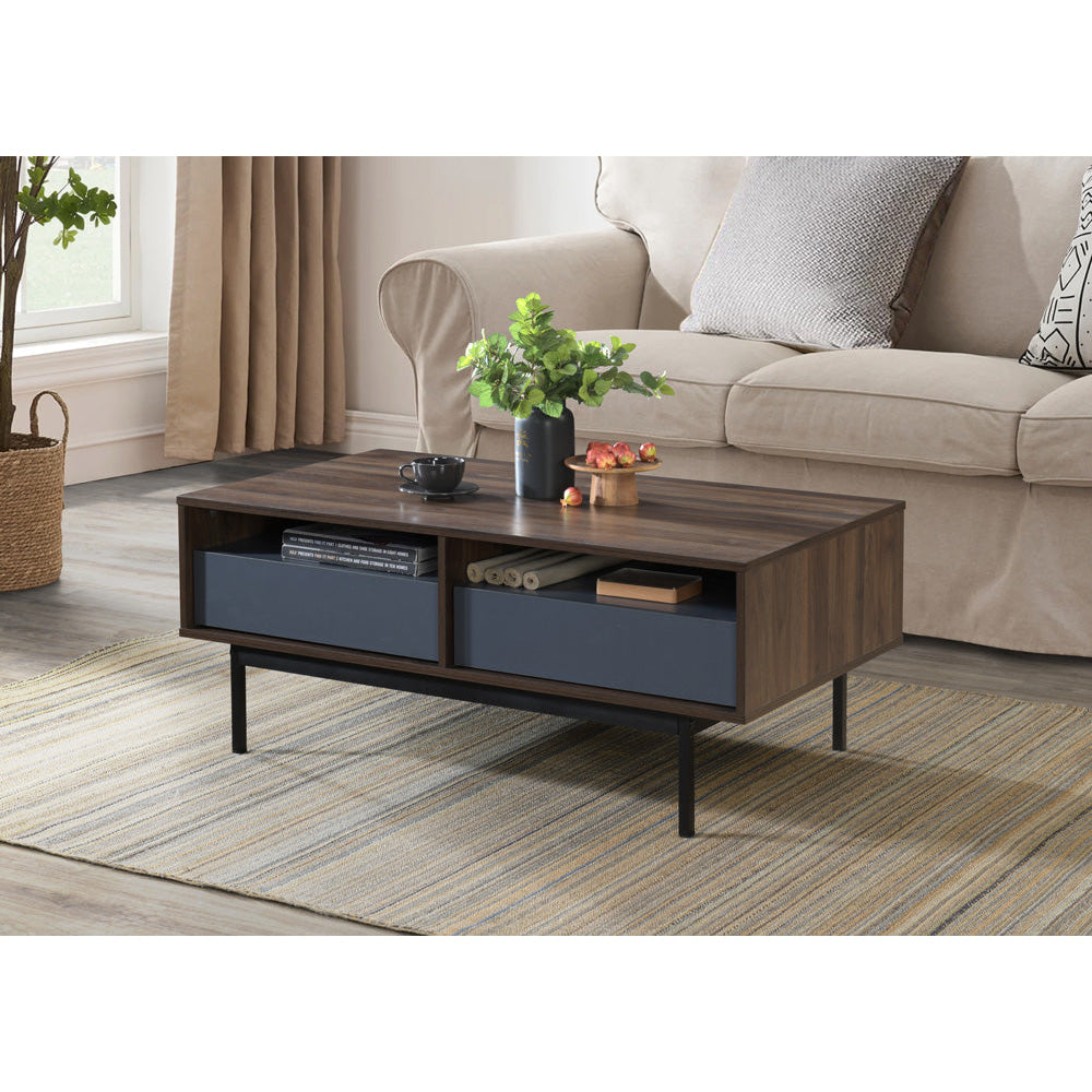 Momentous Living - Dione Wooden Rectangular Open Shelves Tea Coffee Table Columbia/Dark Grey Coffee
