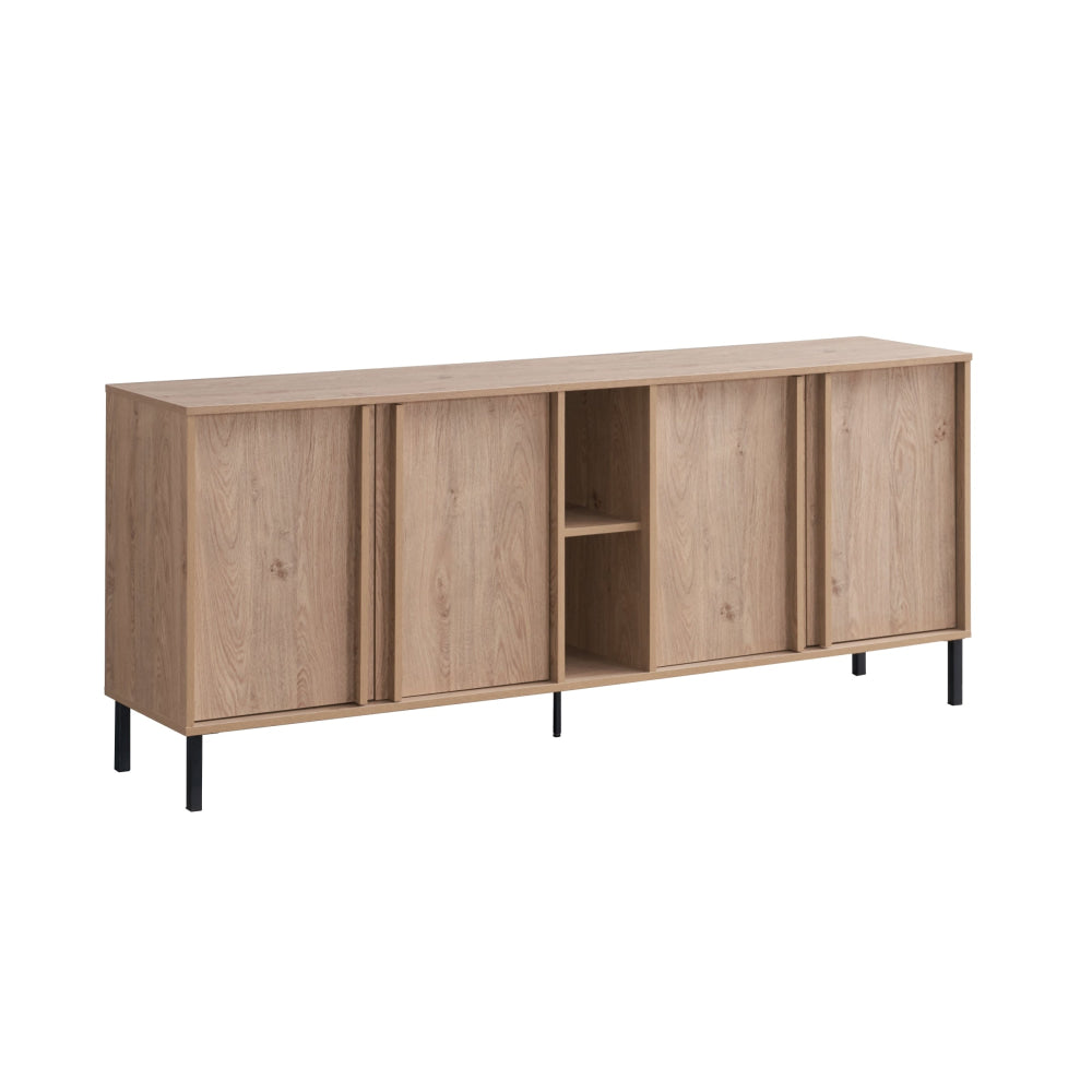 Momentous Living - Gaea Sideboar Buffet Unit Storage Cabinet 4-Doors 2-Shelves Oak Sideboard