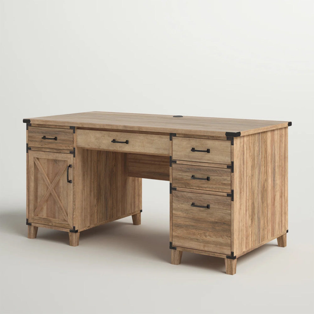 Momentous Living - Zephyr Executive Manager Home Office Writing Desk 150cm 4-Drawers Rustic Oak