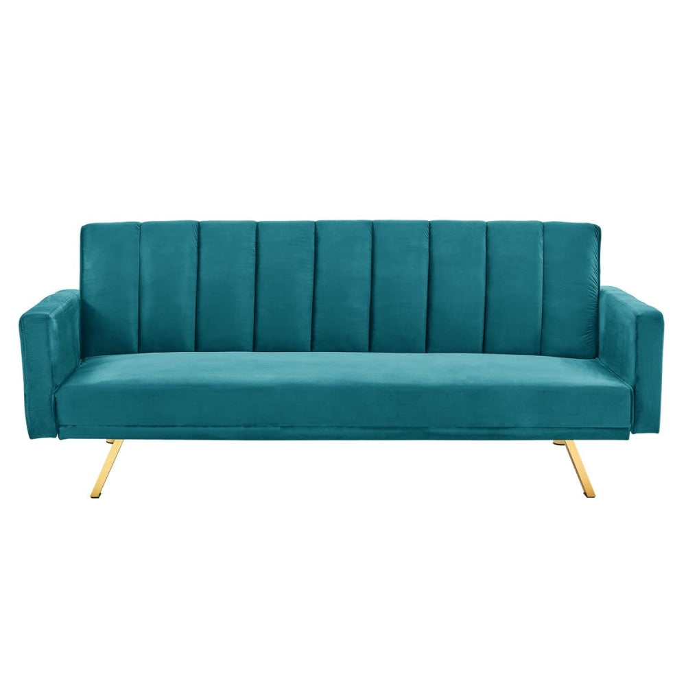 Momentous Living Lena Modern 3 Seater Velvet Fabric Sofa Bed Teal Momentous Living Lena Modern 3 Seater Velvet Fabric Sofa Bed Teal