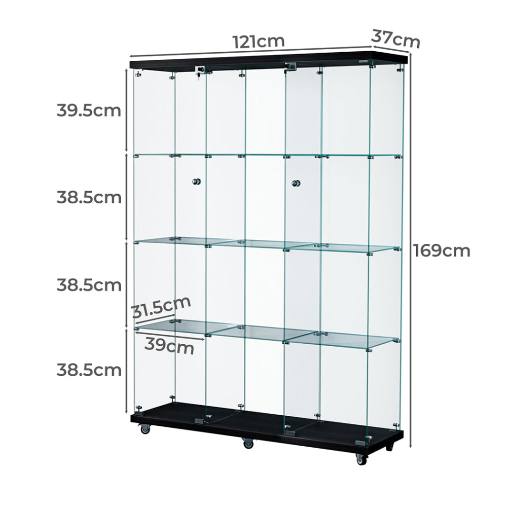 Momentous Living - Tall 4-Tier Glass Display Cabinet with Wheels ...
