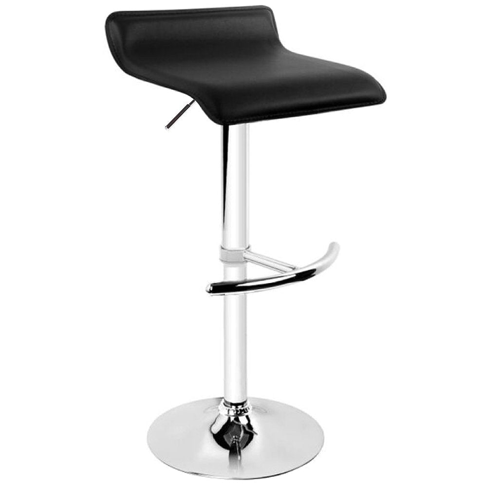 Momentous Living - 2X Black Bar Stools Faux Leather Low Back Adjustable ...