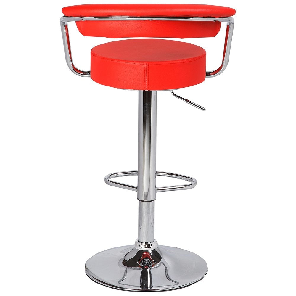 Momentous Living - 2X Red Bar Stools Faux Leather High Back Adjustable ...