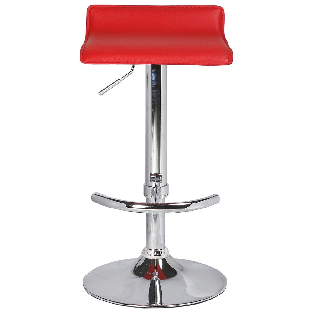 Momentous Living - 2X Red Bar Stools Faux Leather Low Back Adjustable ...
