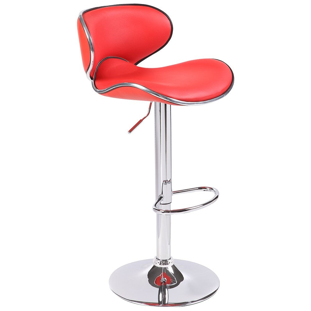 Momentous Living - 2X Red Bar Stools Faux Leather Mid High Back ...
