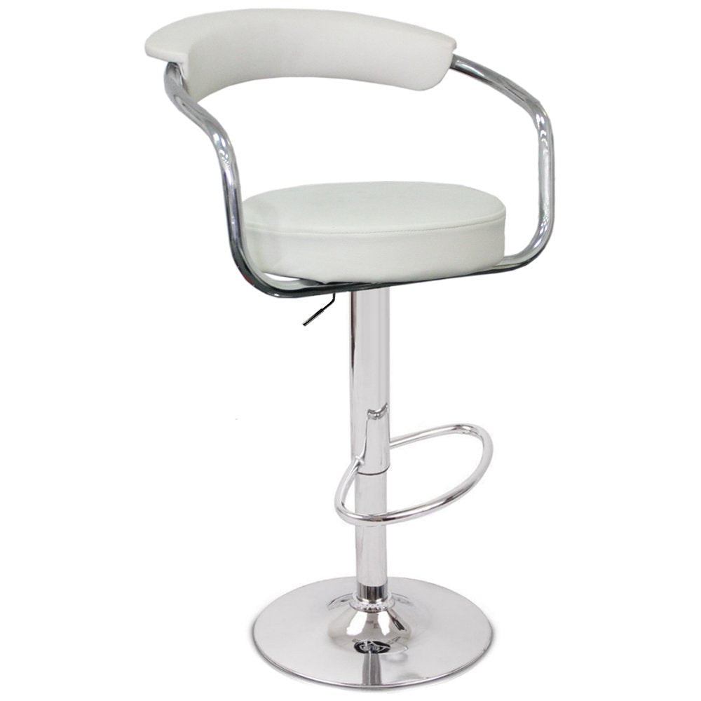 Momentous Living - 2X White Bar Stools Faux Leather High Back ...