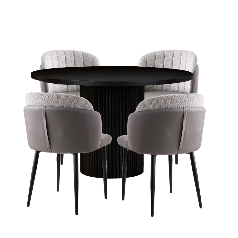 Momentous Living - 5Pc Dining Set Harper Round Marble Look Dining Table ...