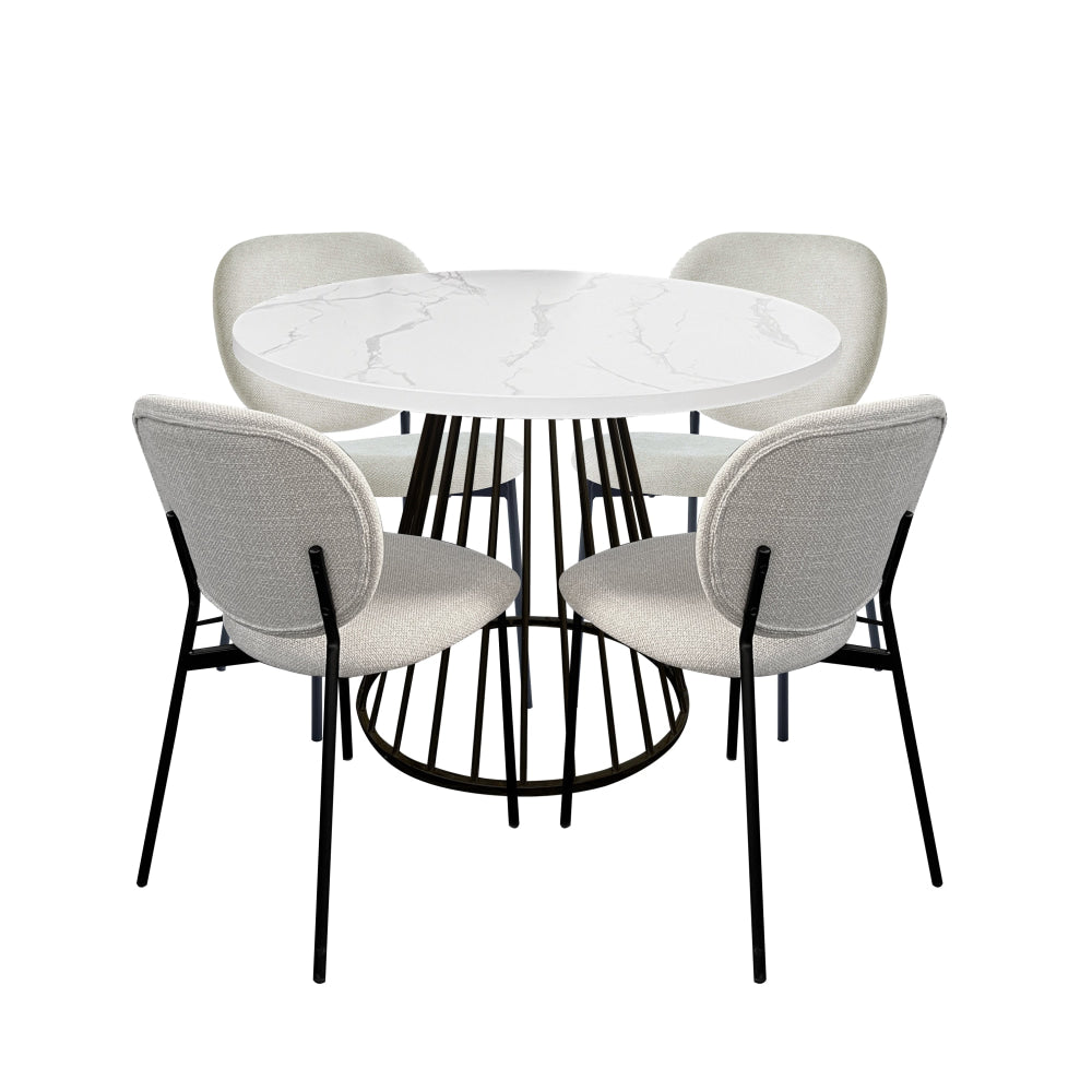 Momentous Living - 5Pc Dining Set Matilda Round Dining Table 110cm Faux ...