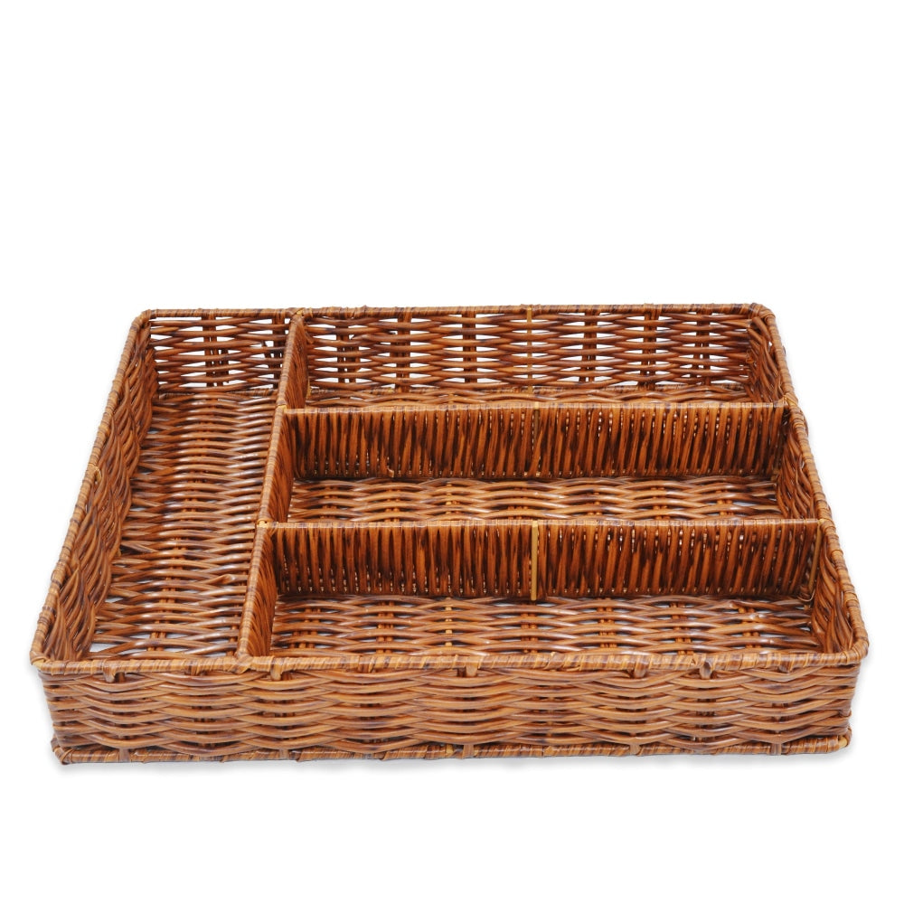 Momentous Living - Rectangular Rattan Tray Storage Basket W/ 4 ...