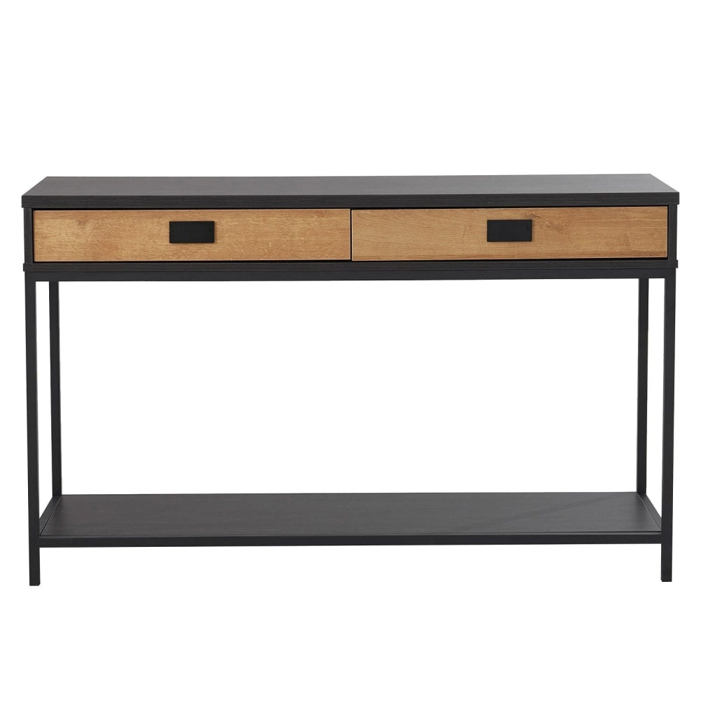 Momentous Living - Hallway Console Hall Table 130cm W/ 2- Drawer - Oak & Black Hall Table Sales
