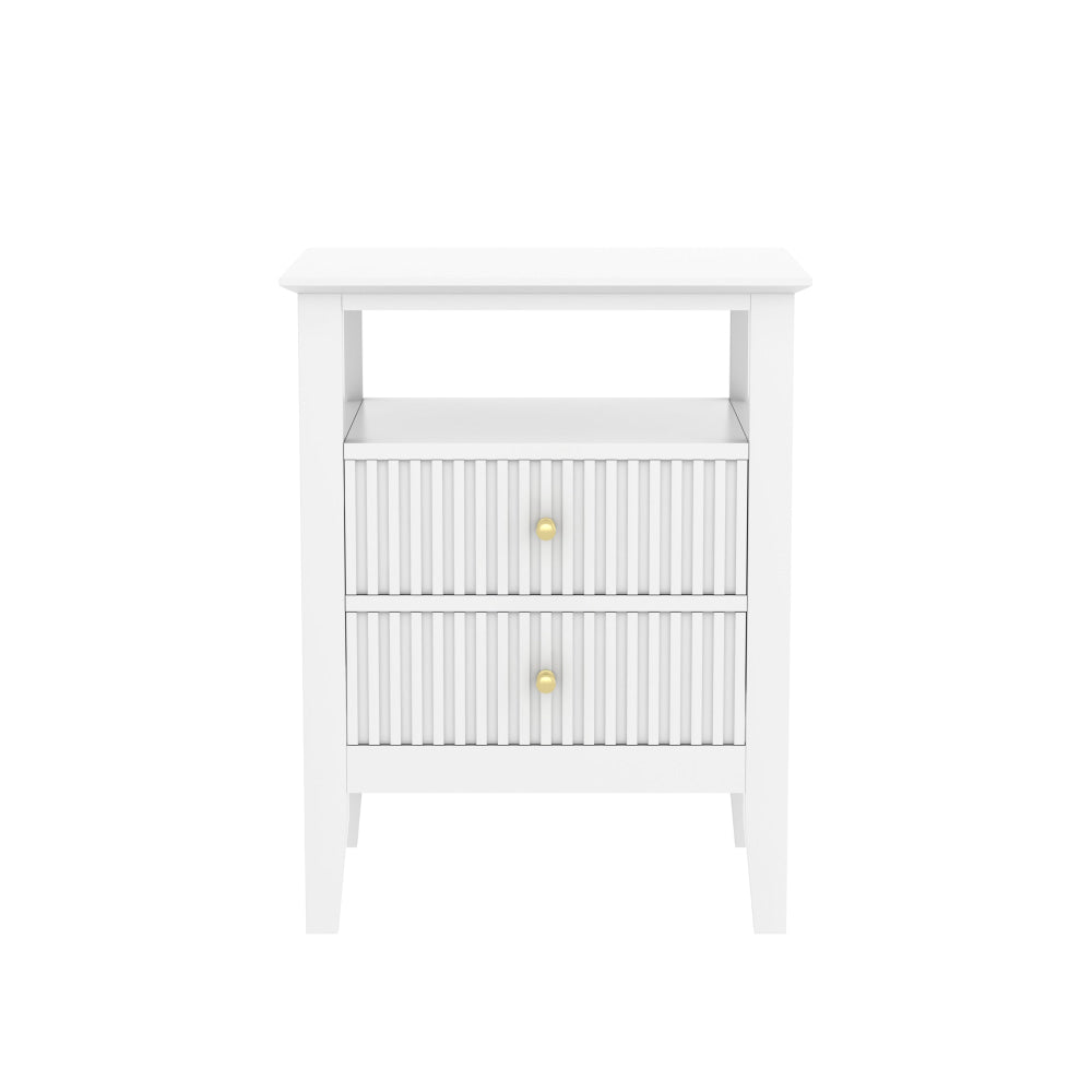 Momentous Living - Belmonte Fluted Open Shelf 2-Drawers Bedside ...