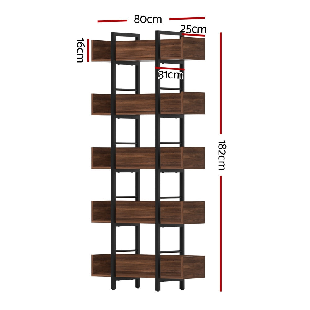 Momentous Living - Bookshelf 5-Tier Bookcase Display Shelves Metal ...