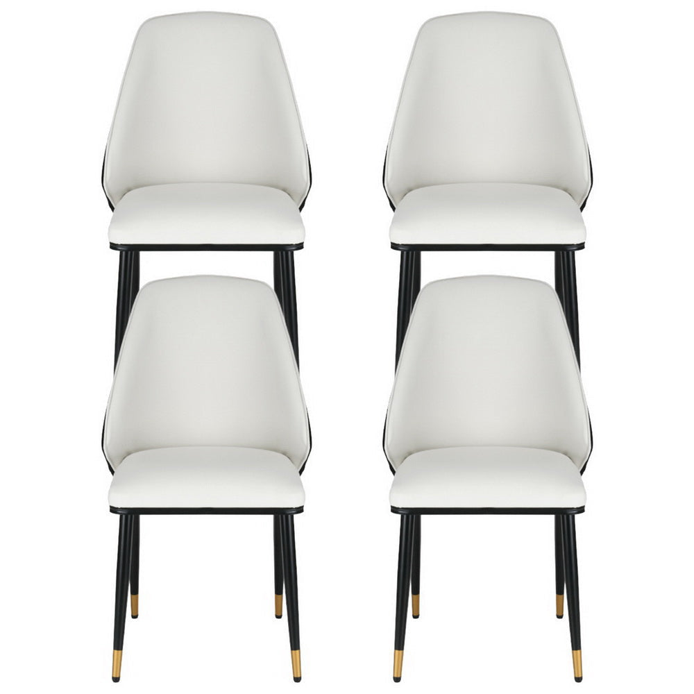 Momentous Living - Dining Chairs Set of 4 Leather Seat Beige and Black ...