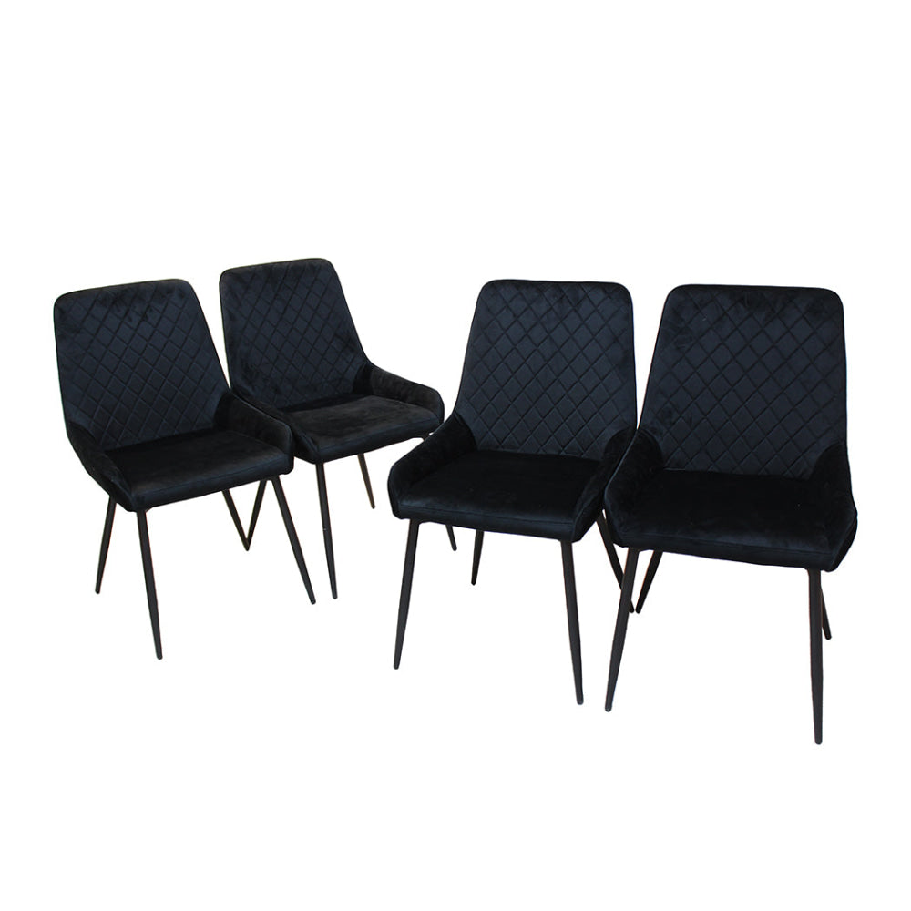 Momentous Living - Dining Chairs x 4 Padded Seat Soft Velvet Dining ...