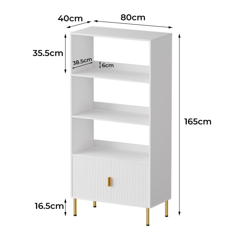Momentous Living - 3 Tier Display Shelf with Hidden Cabinet | Gold Legs ...