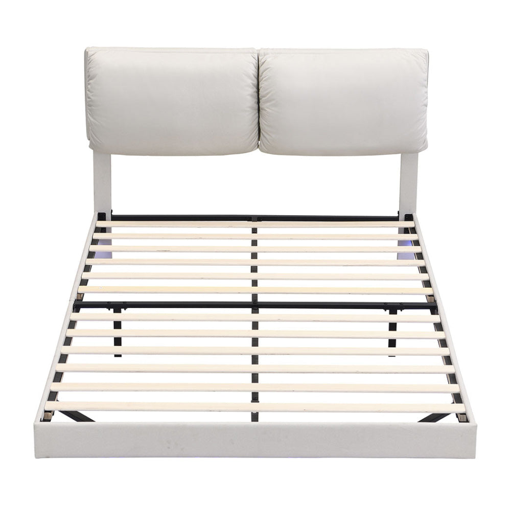 Momentous Living - Double Floating Bed Frame with RGB LED Lights ...