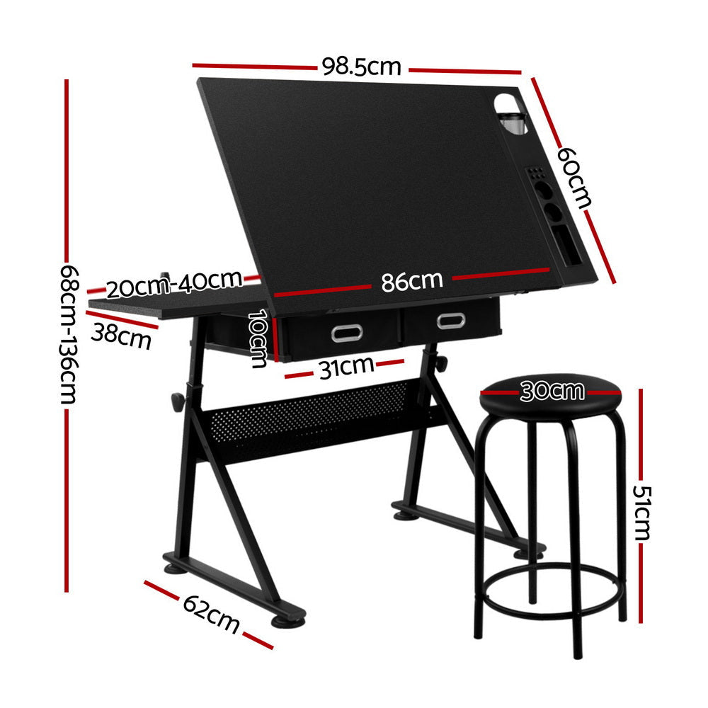 Momentous Living - Drawing Desk Stool Set Drafting Table Adjustable ...