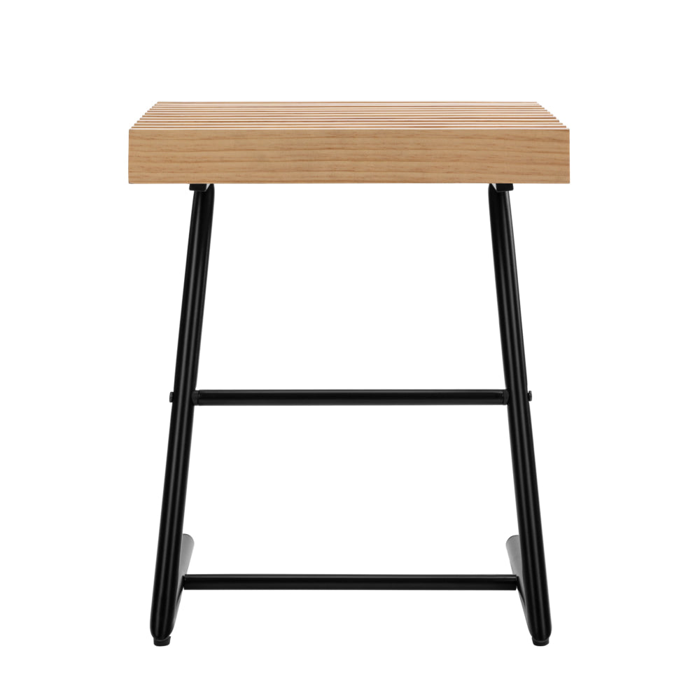 Momentous Living - Eliza Wood Top End Lamp Side Table Slat Oak/Black ...