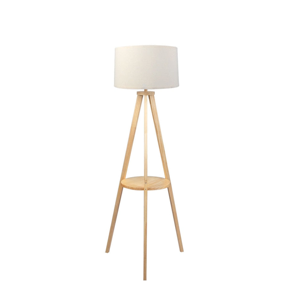Momentous Living - EMITTO Tripod Floor Lamp with Rack Wooden Modern ...