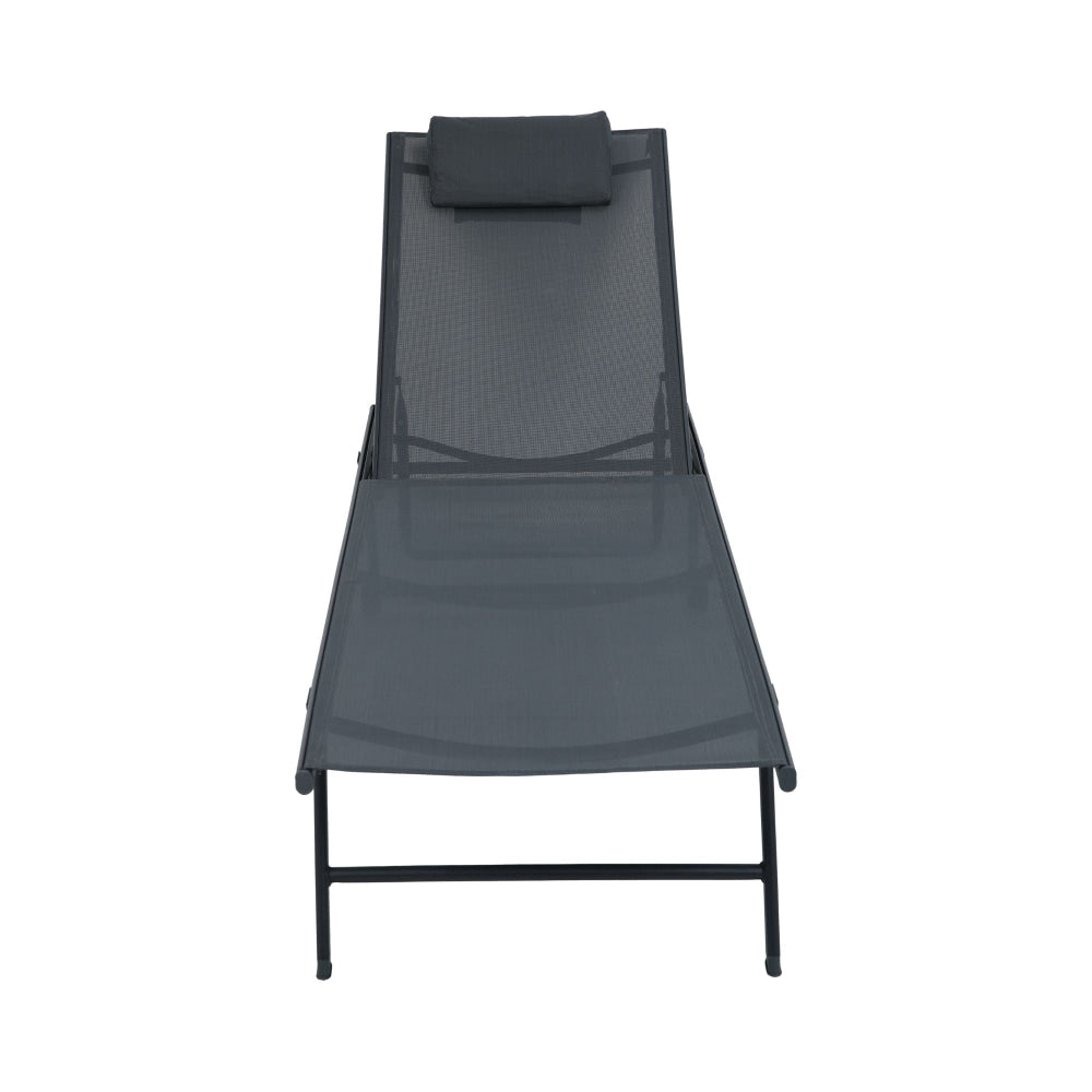 Momentous Living - Fabric Sunlounge Metal Frame Outdoor Sunlounger Dark ...