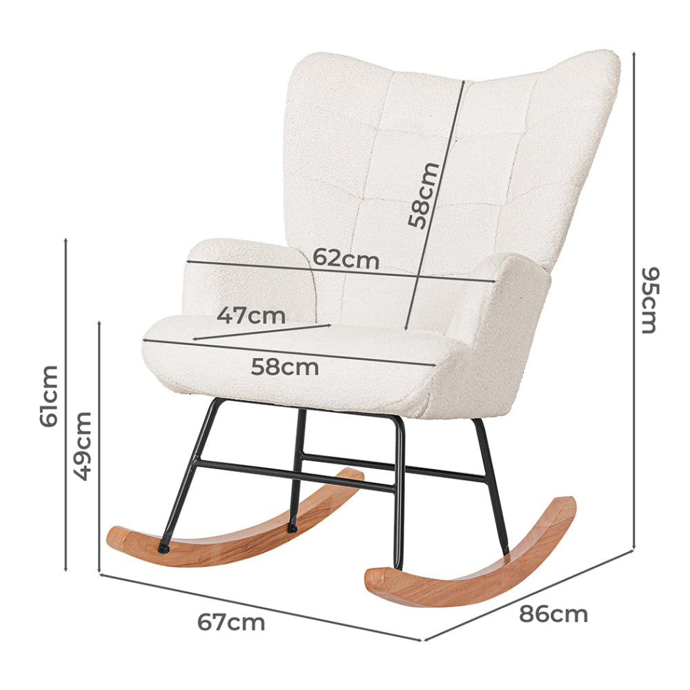 Momentous Living - Fleece Rocking Chair with Wooden Rocker Legs – Beige ...