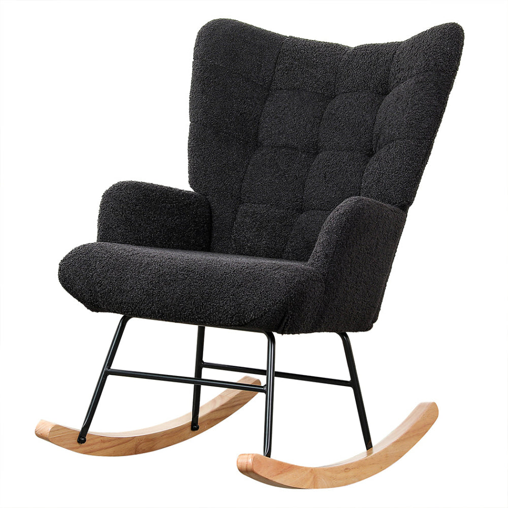 Momentous Living - Fleece Rocking Chair Gentle Rocker With Wooden Legs ...