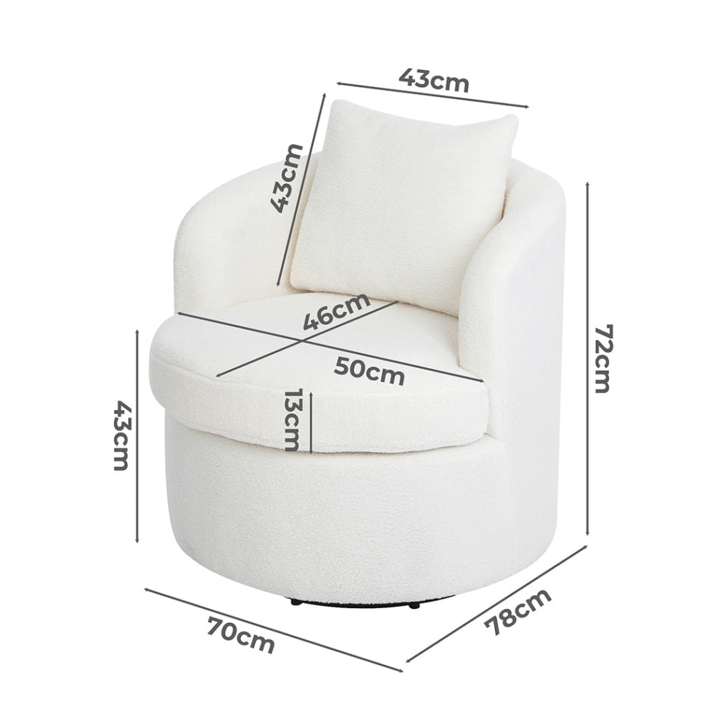 Momentous Living - Fleece Swivel Chair With Sherpa Upholstery - Beige ...