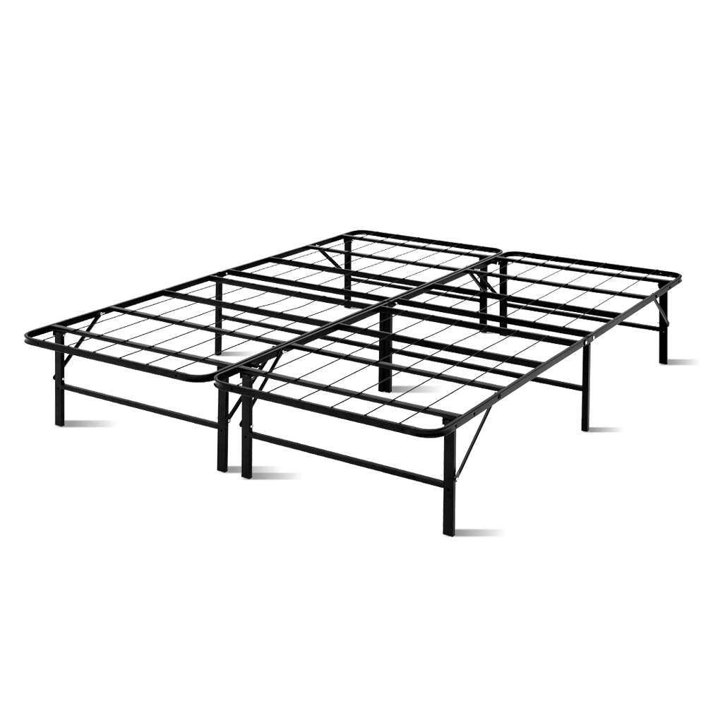 Momentous Living - Foldable Queen Metal Bed Frame - Black Bed Frame Bed ...