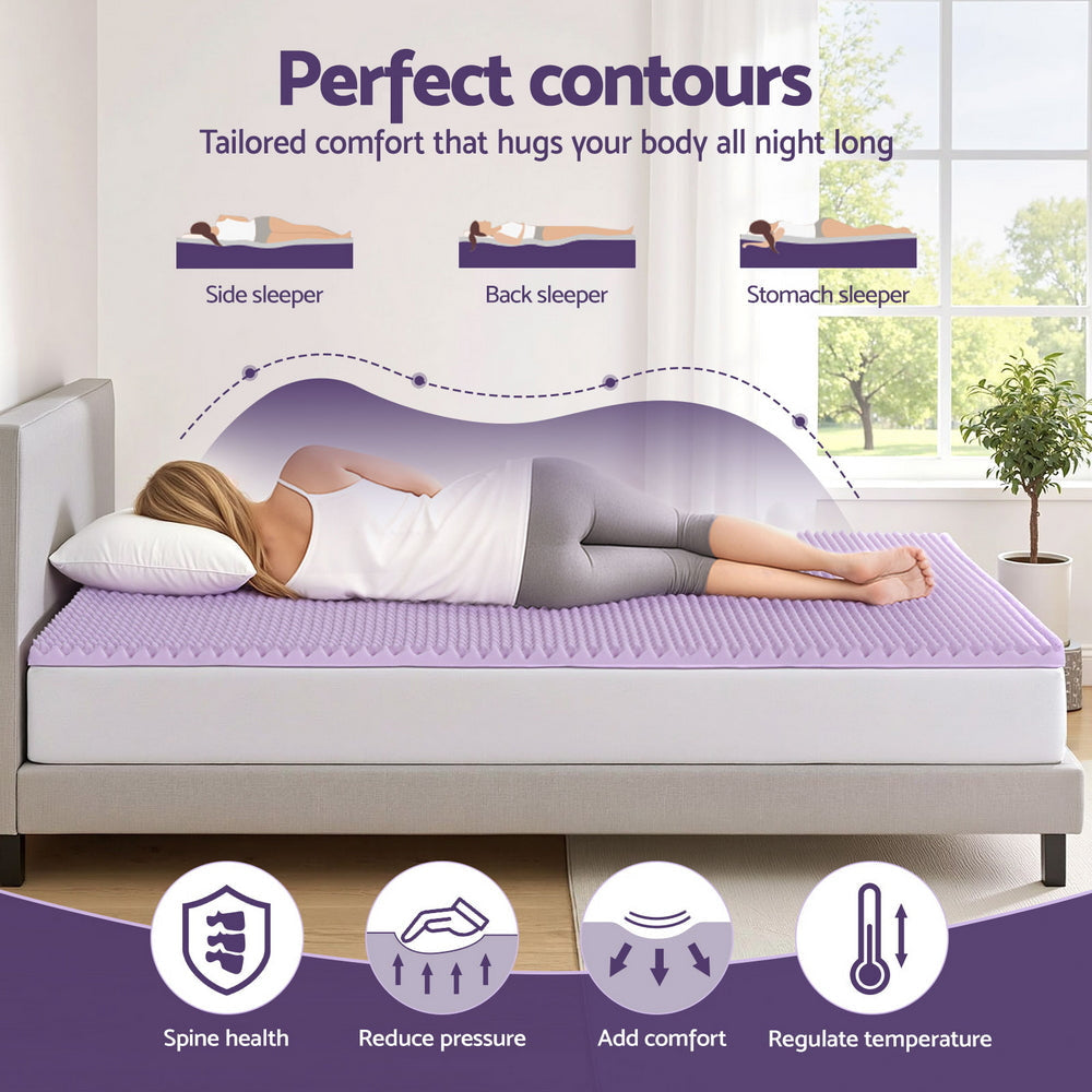 Momentous Living - Giselle 5cm Memory Foam Mattress Topper Lavender ...