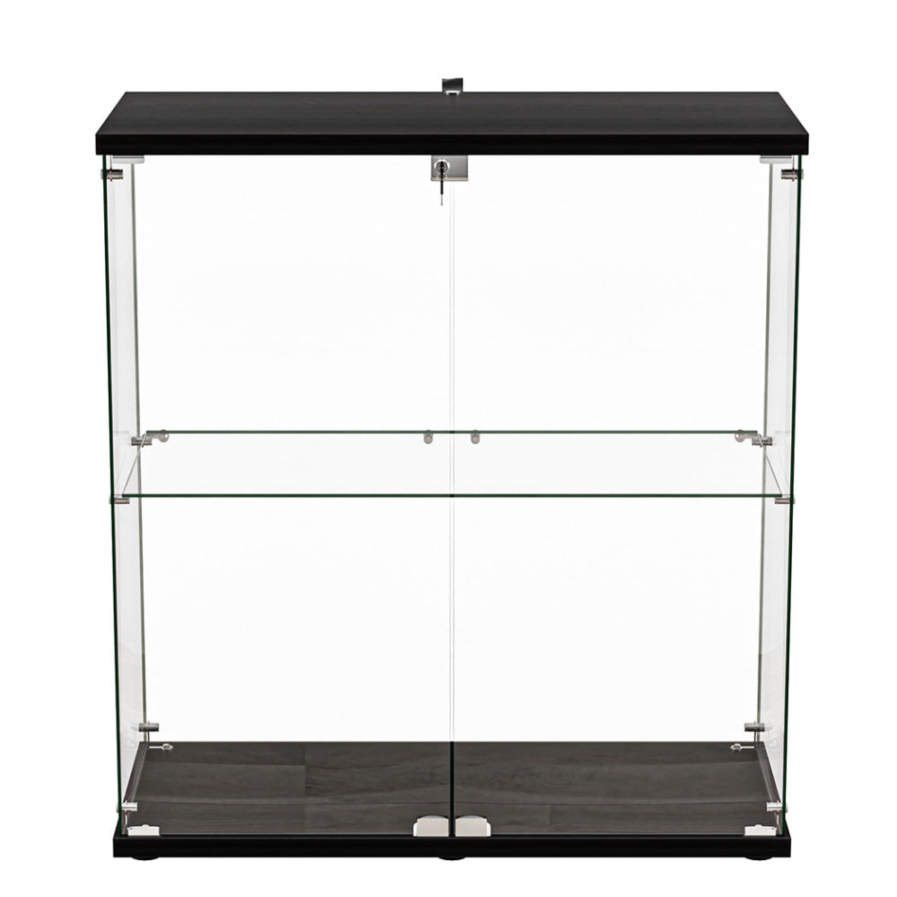 Momentous Living - 2-Tier Lockable Glass Display Cabinet with Doors ...