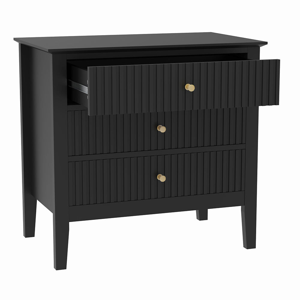 Momentous Living - Issey Modern Fluted Wide 3-Drawers Nightstand ...