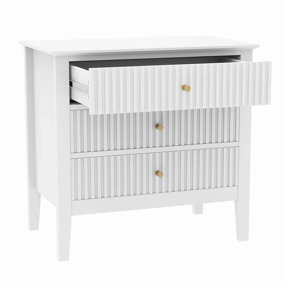 Momentous Living - Issey Modern Fluted Wide 3-Drawers Nightstand ...