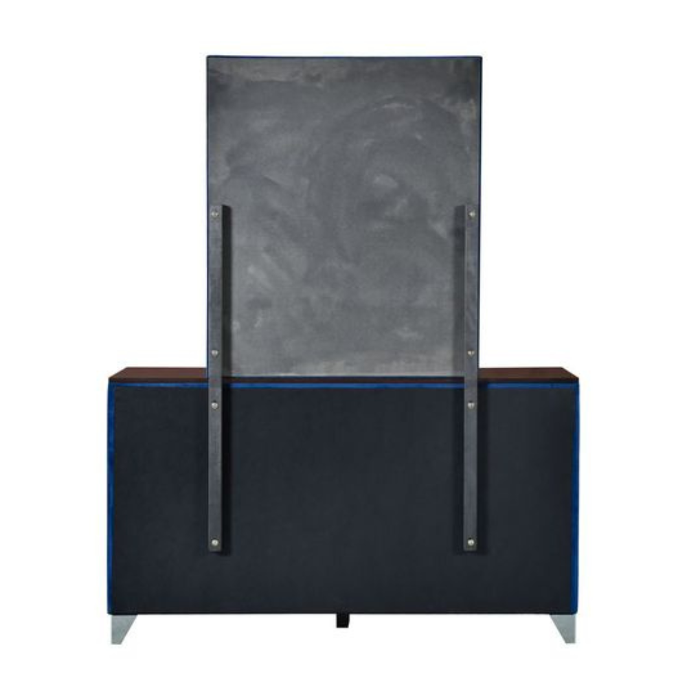 Momentous Living - Modern Elegant Velvet Fabric Dresser Mirror Navy ...