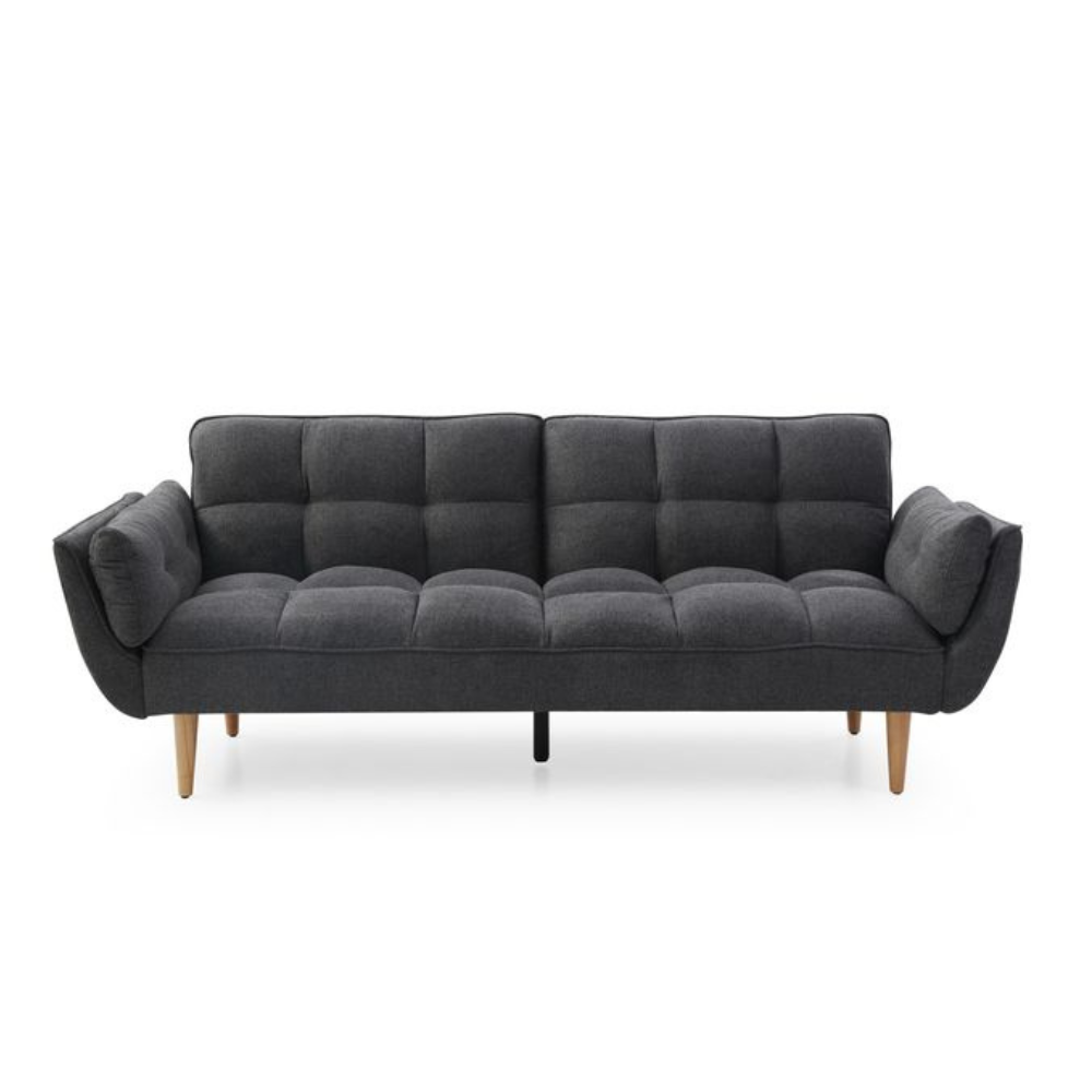 Momentous Living - Fabric 3-Seater Deep Cushioned Couch Sofa Bed Dark ...