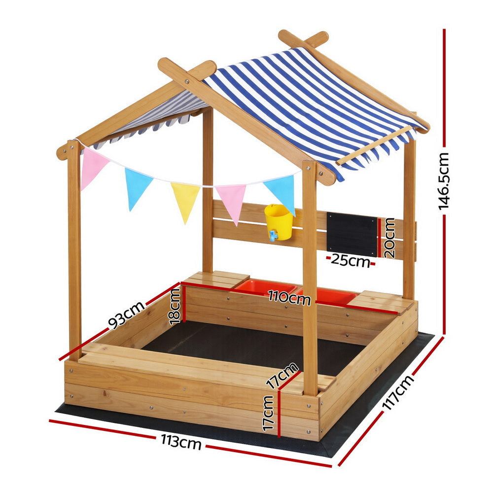 Momentous Living - Kids Sandpit Wooden Sandbox Sand Pit with Canopy ...