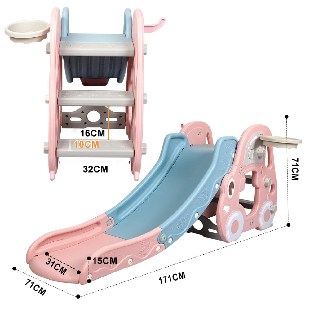 Momentous Living - Kids 3-in-1 Slide With Climber and Basketball Hoop ...