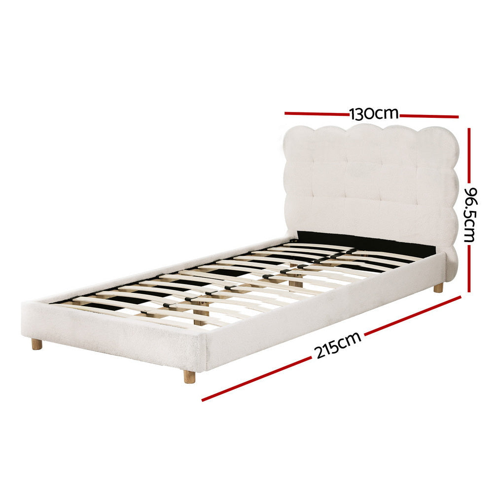 Momentous Living - King Single Bed Frame Cloud Headboard Boucle Fabric ...