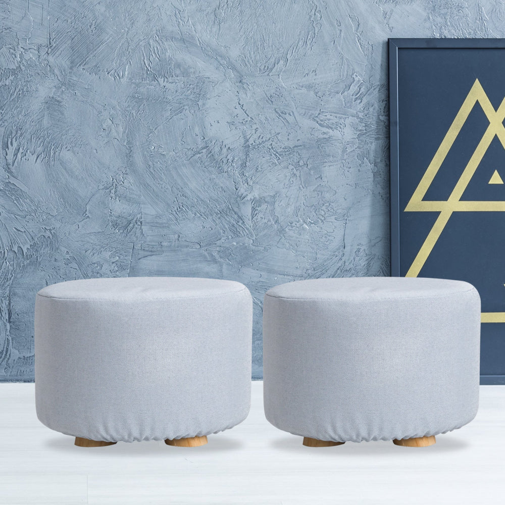 Momentous Living - La Bella 2 Set Light Blue Fabric Ottoman Round ...