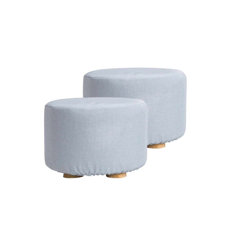 Momentous Living - La Bella 2 Set Light Blue Fabric Ottoman Round ...