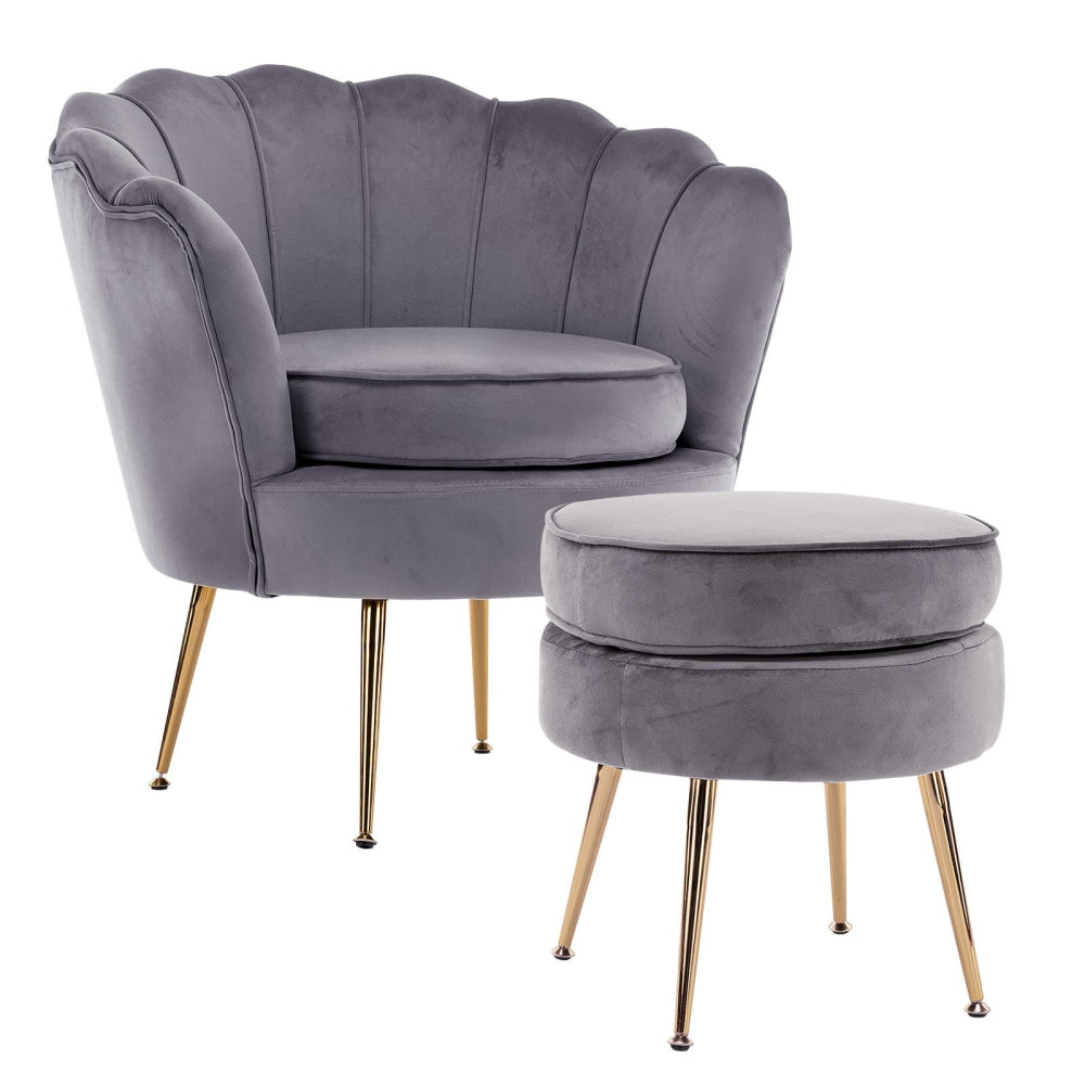 Momentous Living - La Bella Shell Scallop Grey Armchair Accent Chair ...
