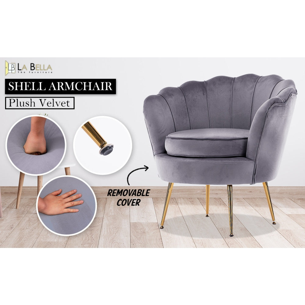Momentous Living - La Bella Shell Scallop Grey Armchair Lounge Chair ...