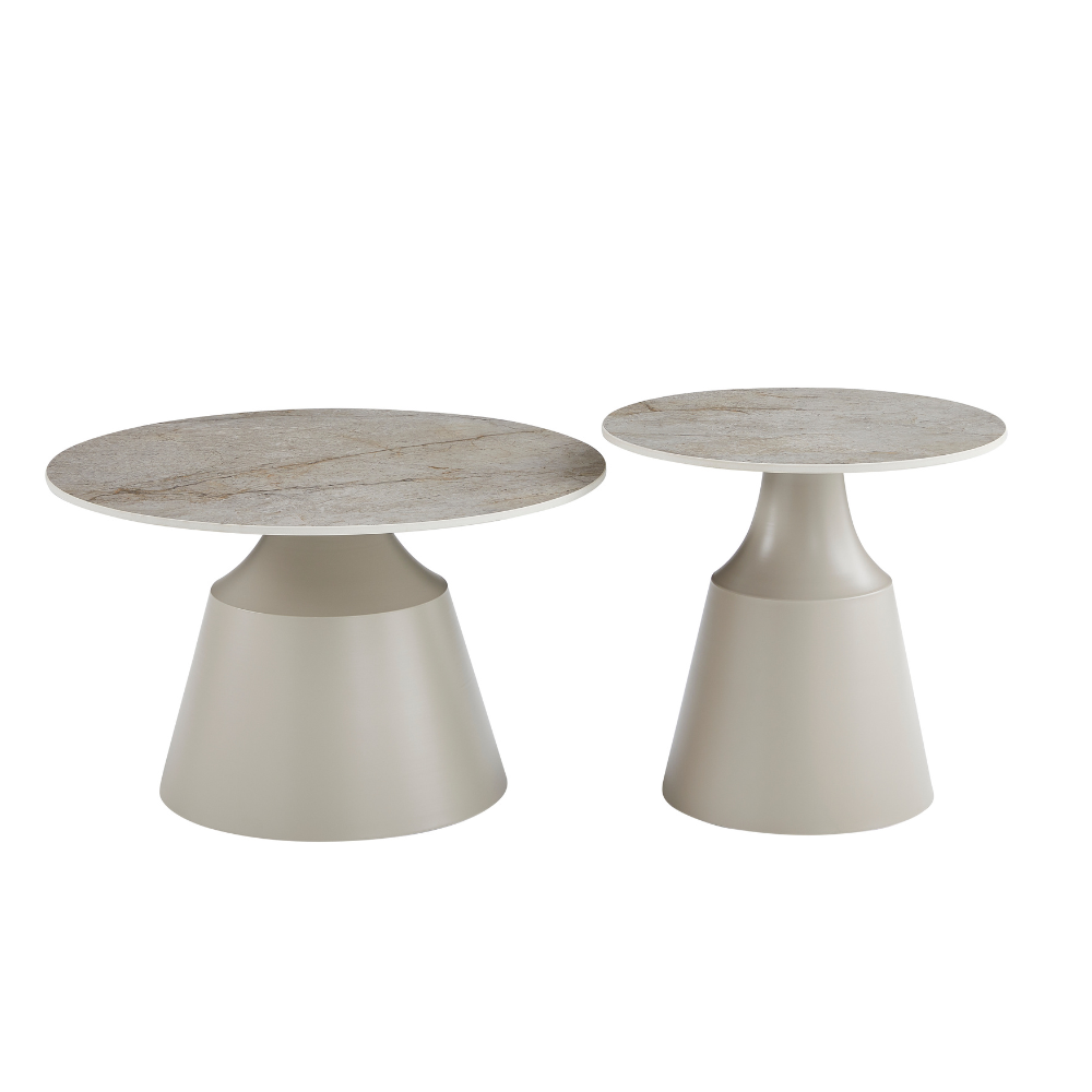 Momentous Living - Lindie Ceramic Top Metal Base Round Nesting Coffee ...