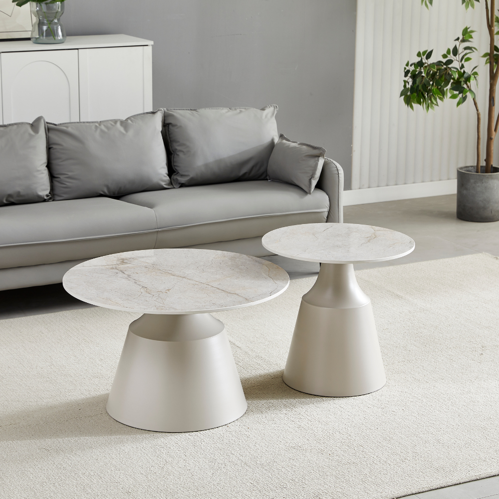 Momentous Living - Lindie Ceramic Top Metal Base Round Nesting Coffee ...