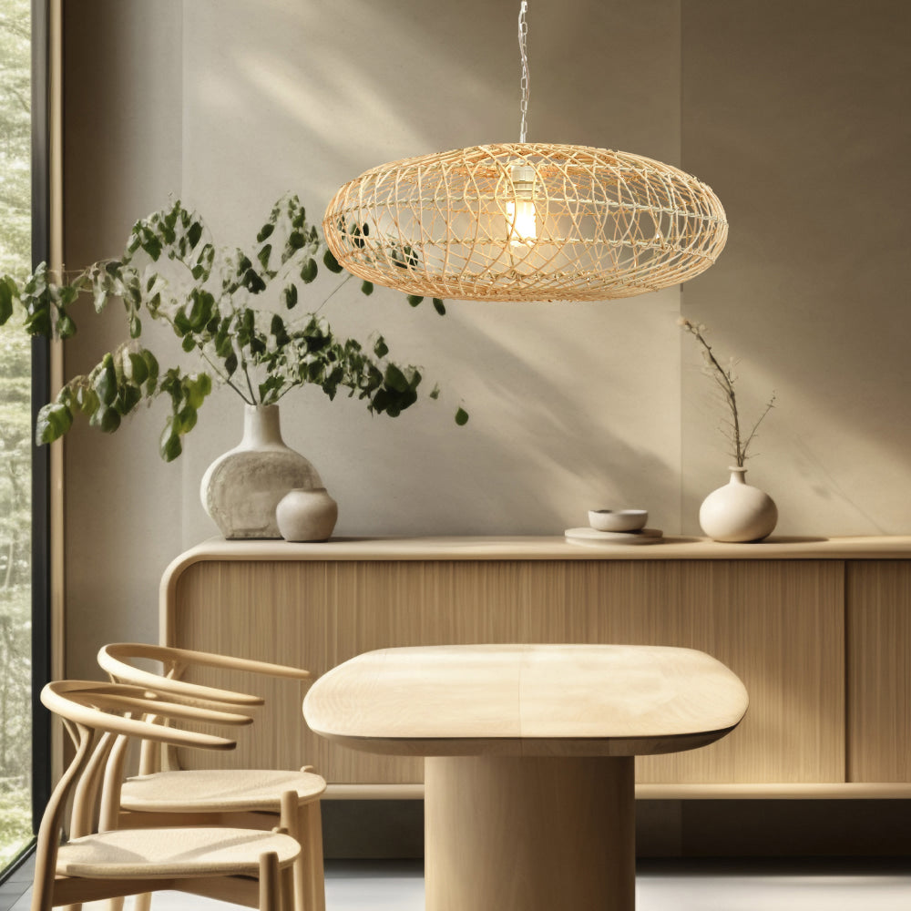 Momentous Living - Lona Spheroid Bamboo Rattan Hanging Pendant Light ...