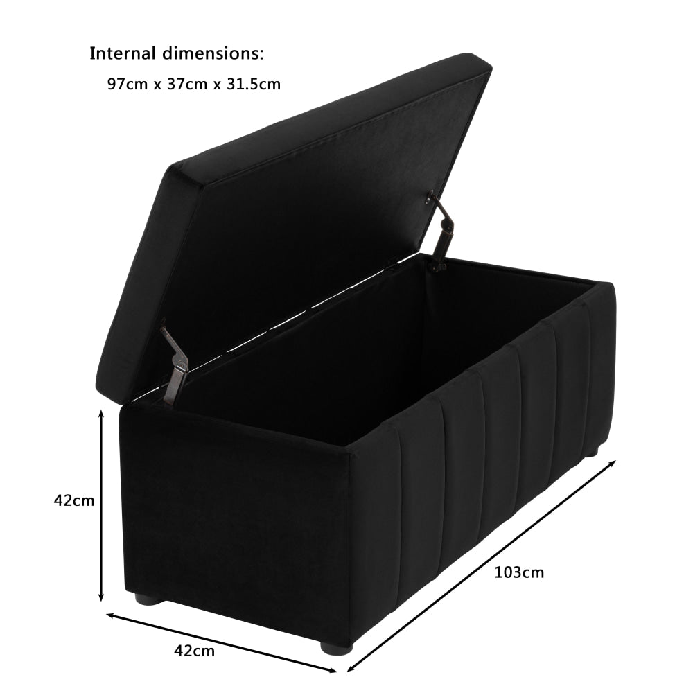 Momentous Living - Lumine Velvet Fabric Sofa Bench Storage Ottoman Foot ...