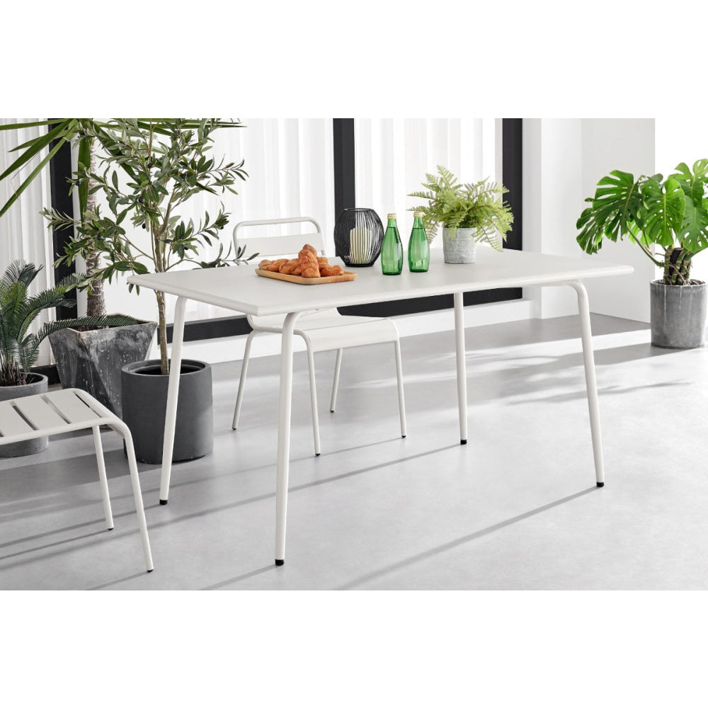 Momentous Living - Miami Metal Outdoor Dining Table Light Grey Outdoor ...