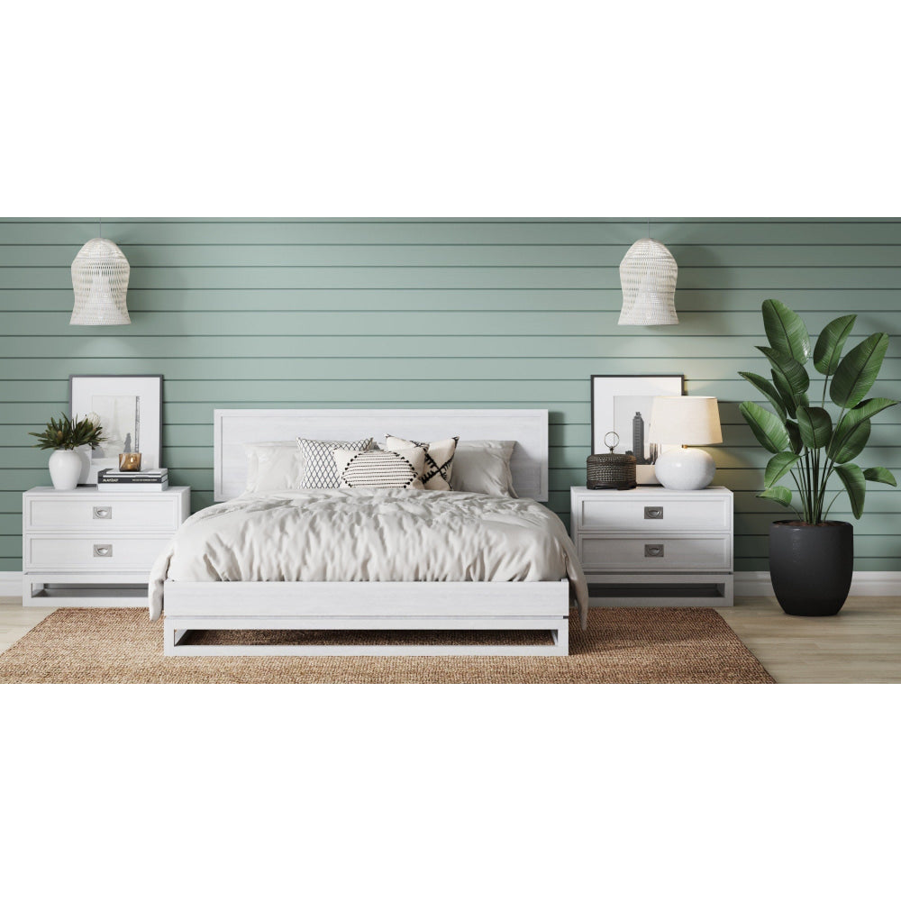 Momentous Living - Monterey Hamptons Style Bed Frame White Wash Queen ...