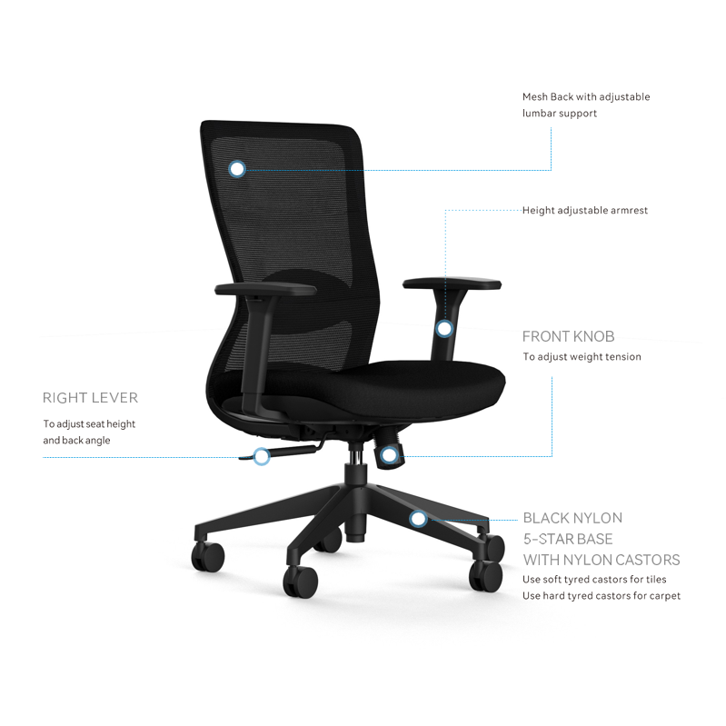 Momentous Living - Nova Mesh Back Fabric Seat Executive Computer Office ...