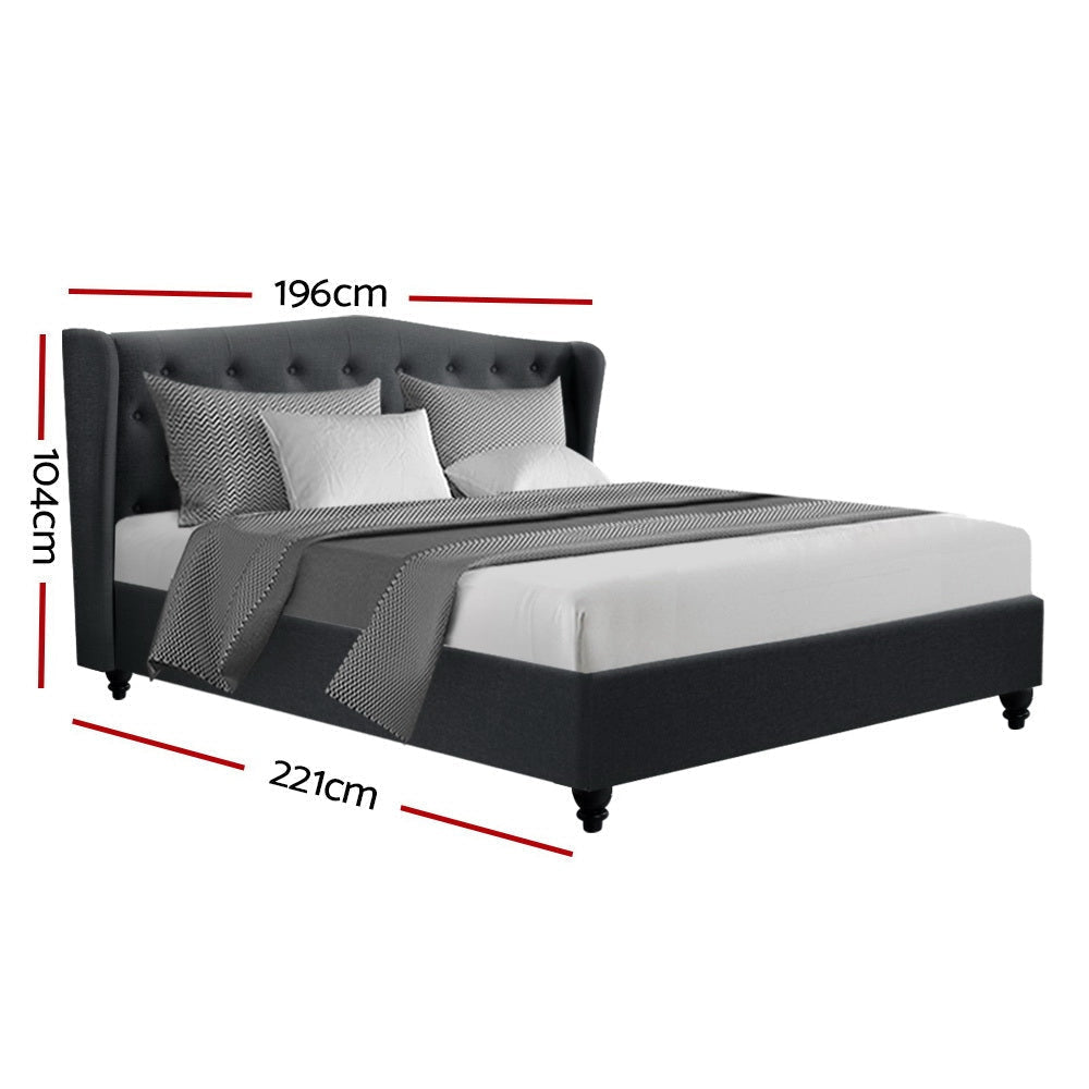 Momentous Living - Pier Bed Frame Fabric - Charcoal King Bed Frame Bed ...
