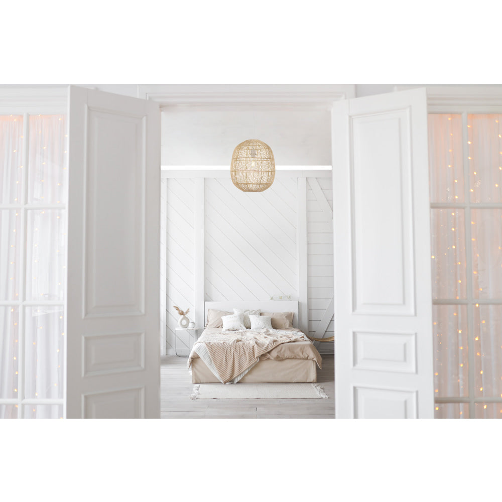 Momentous Living - Rana Modern Pendant Hanging Lamp Light Metal Rattan ...